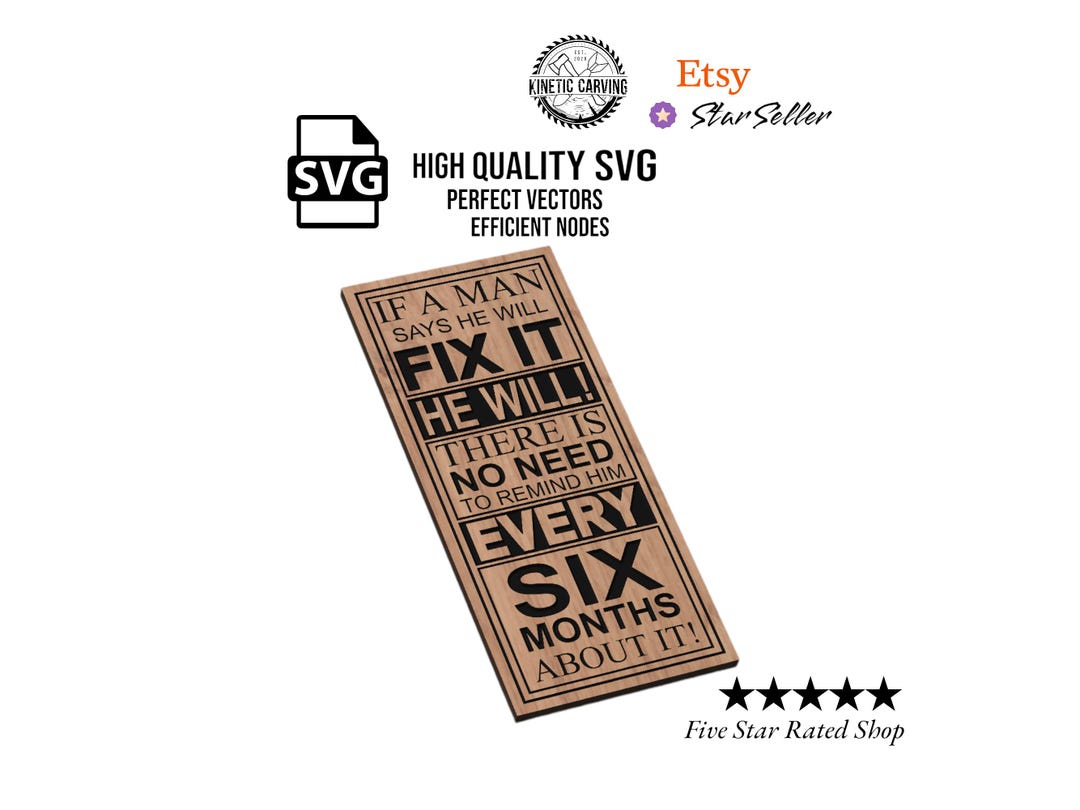 Man Fix It Sign SVG File for Woodworking, CNC, Printing and Lasering - Etsy