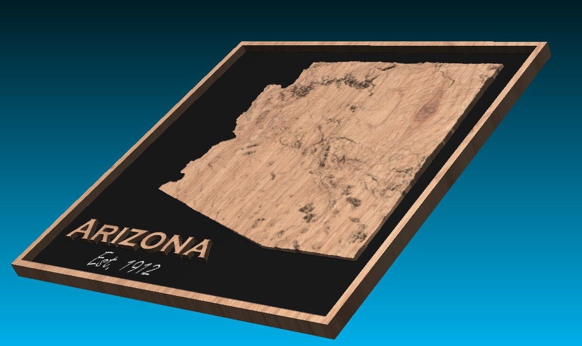 3D STL Model of Arizona, USA for 3D Printing, CNC Woodworking - Etsy