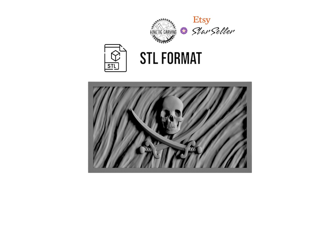 Jolly Roger Wavy Flag STL/SVG for CNC Woodworking and Lasering (digital ...