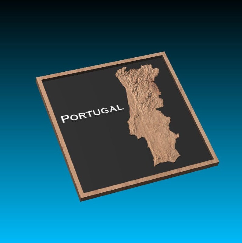 3D STL Model of Portugal for 3D Printing, CNC Woodworking - Etsy