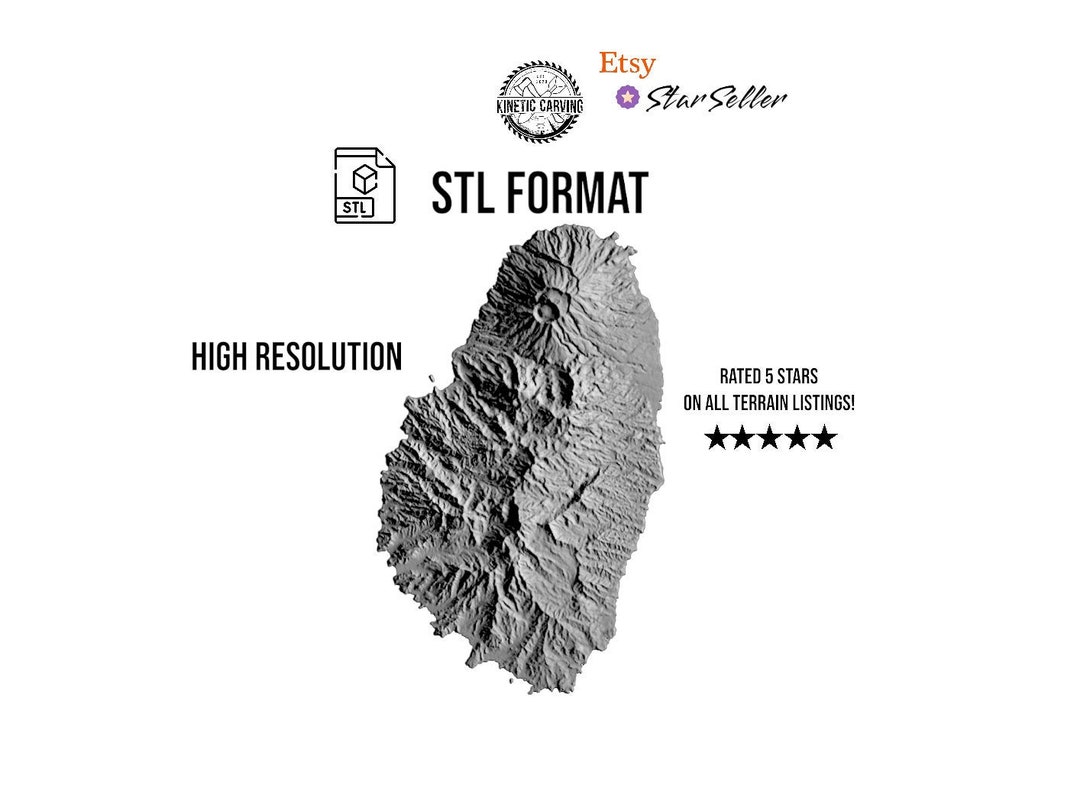 St. Vincent Island Terrain STL File: 3D Topographic Map (digital File ...