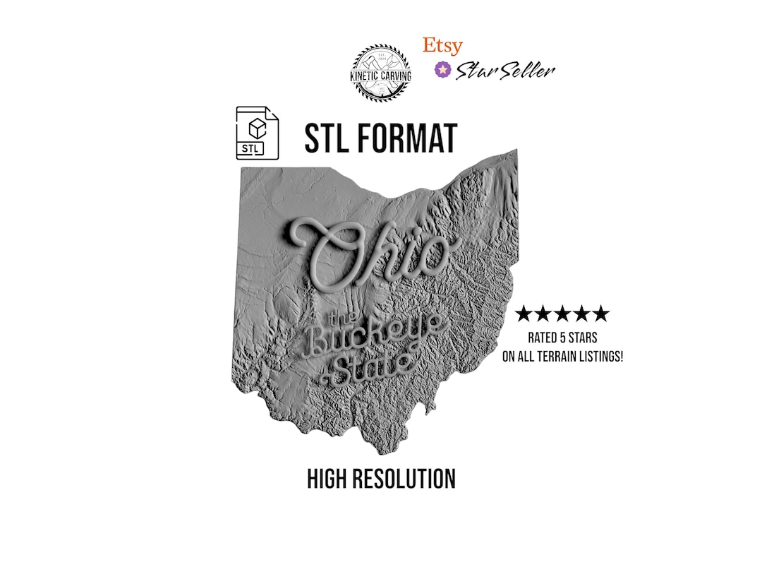 3D STL Model of Ohio (the Buckeye State), USA for 3D Printing, CNC ...