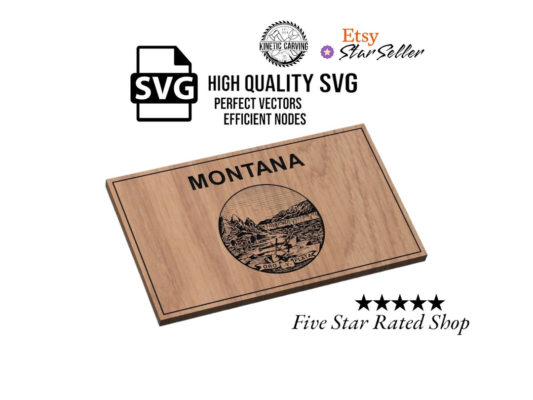 Montana State Flag SVG File for Woodworking, CNC, Printing and Lasering ...