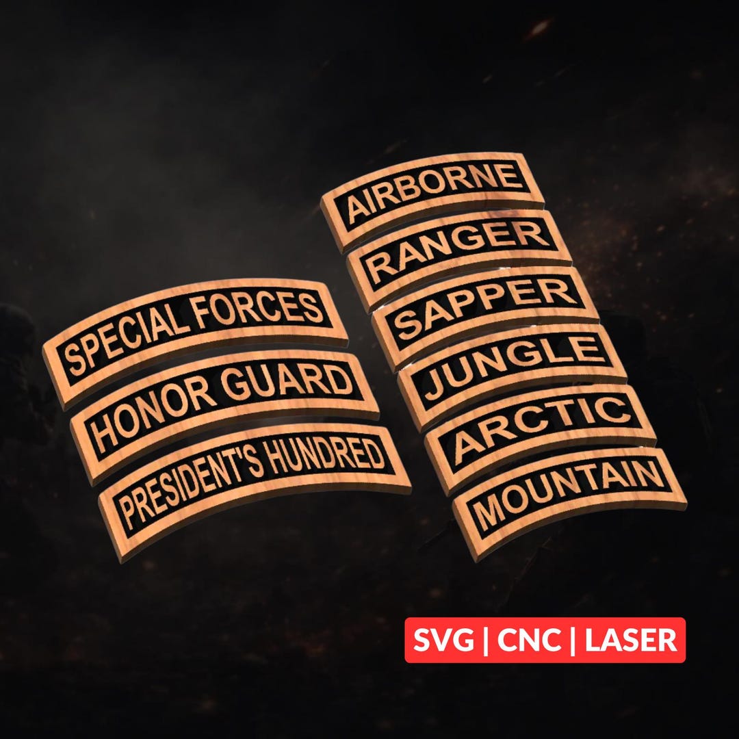 Military Skill Tabs SVG | Military CNC Laser Cut File, Wood Wall Art ...