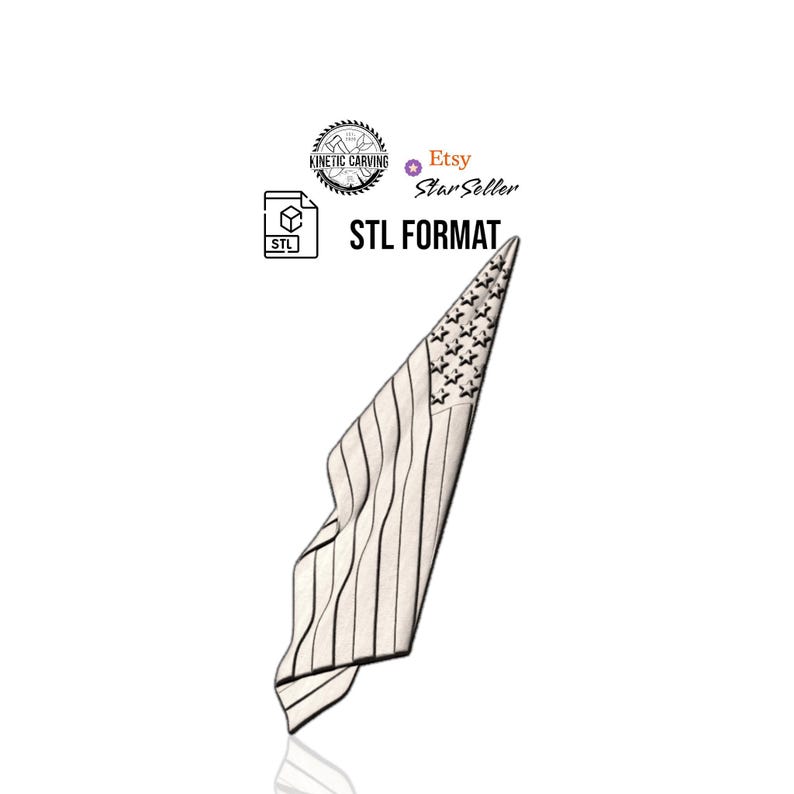 Draped American Flag STL | 3D CNC Carving File, Wood Relief Art, 3D ...
