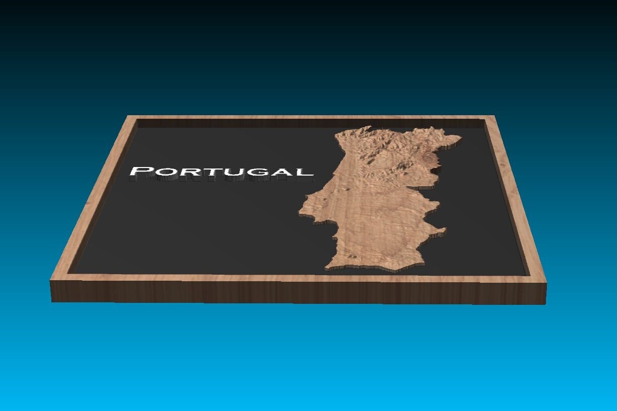 3D STL Model of Portugal for 3D Printing, CNC Woodworking - Etsy
