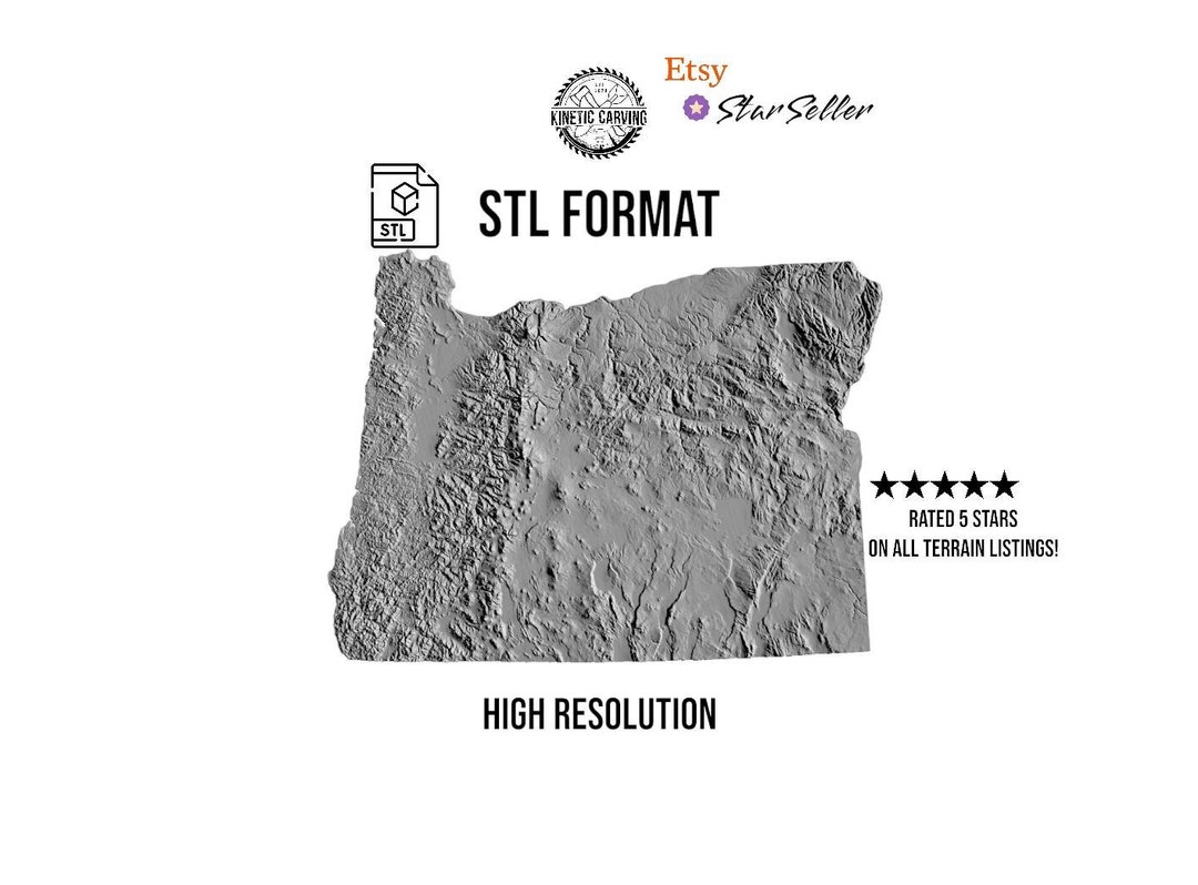 Oregon Terrain STL File: 3D Topographic Map (digital File Only) - Etsy
