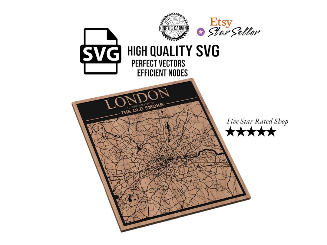 London, England City Map SVG File for Woodworking, CNC, Printing and ...