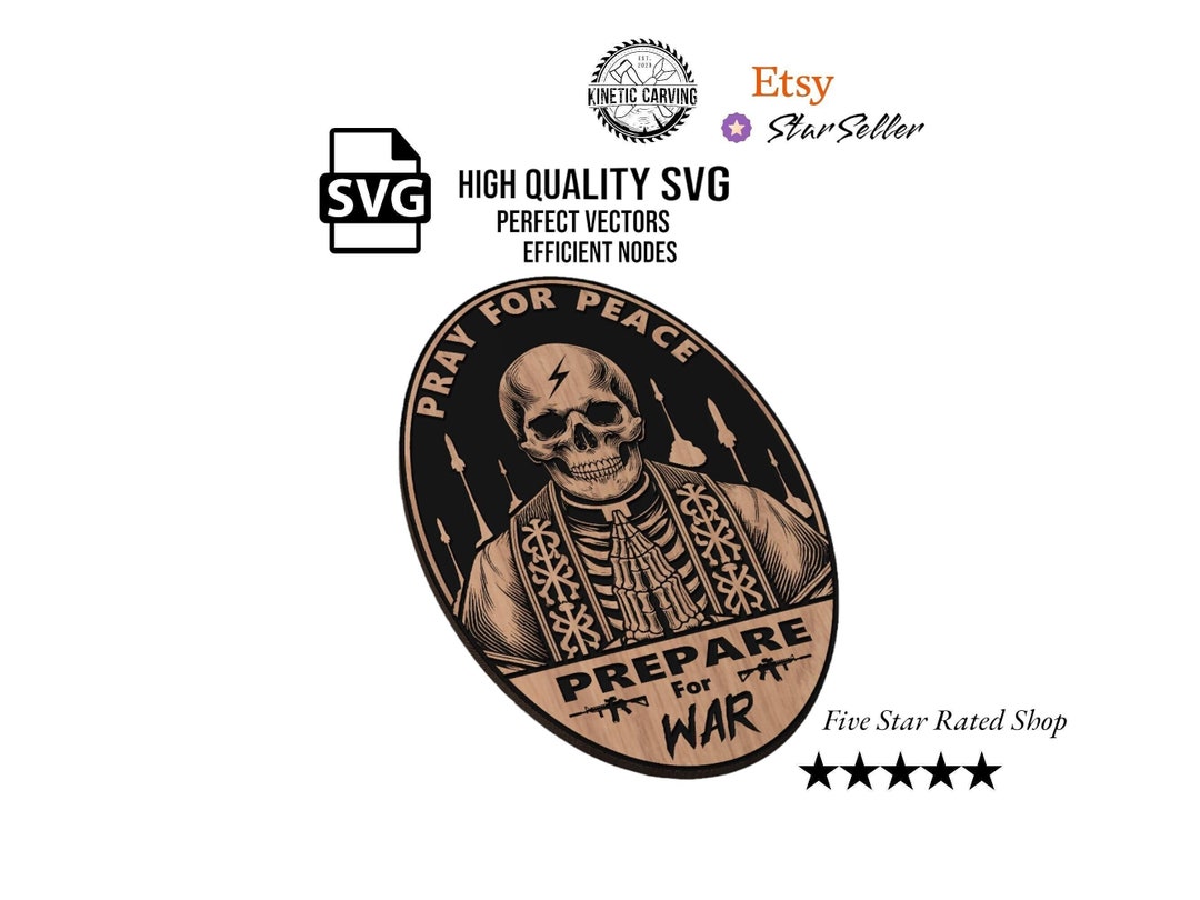 Pray for Peace SVG File: Skull Design for CNC, Laser Cutting (digital ...