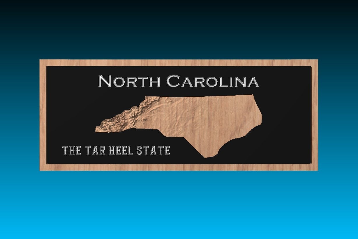 3D STL Model of North Carolina, USA for 3D Printing, CNC Woodworking - Etsy