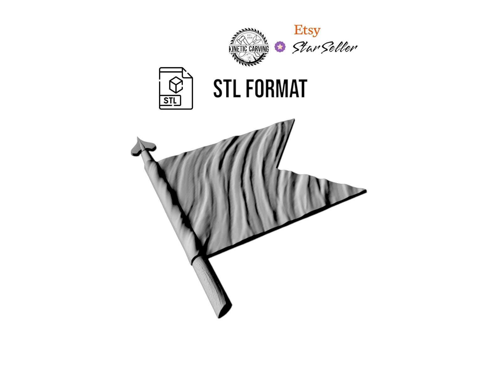 Wavy Military Guidon Flag STL | 3D CNC Carving File, Wood Relief Art ...