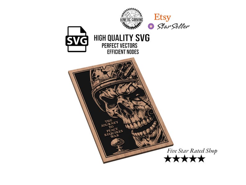 Skull War Art SVG: CNC, Laser, Print Vector File for Woodworking ...