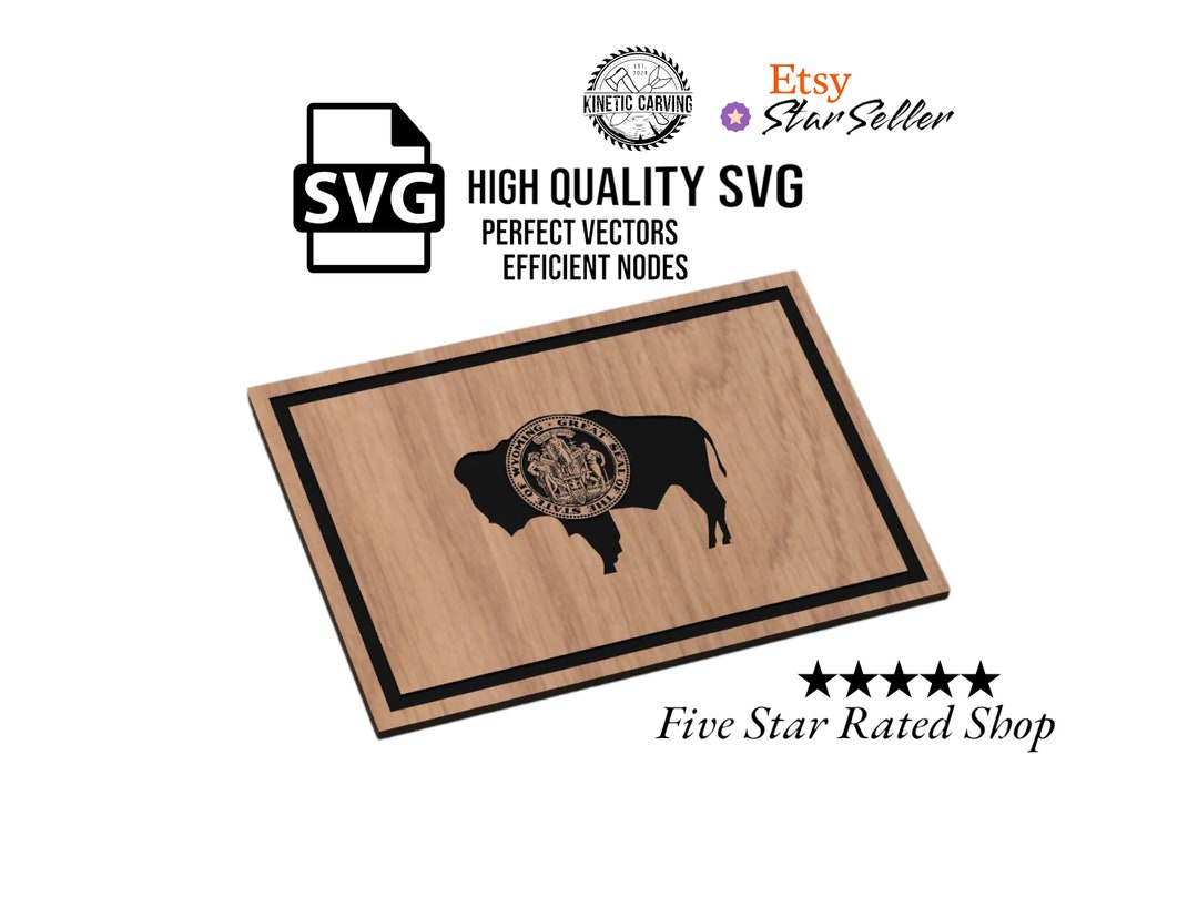 Wyoming State Flag SVG File for Woodworking, CNC, Printing and Lasering ...