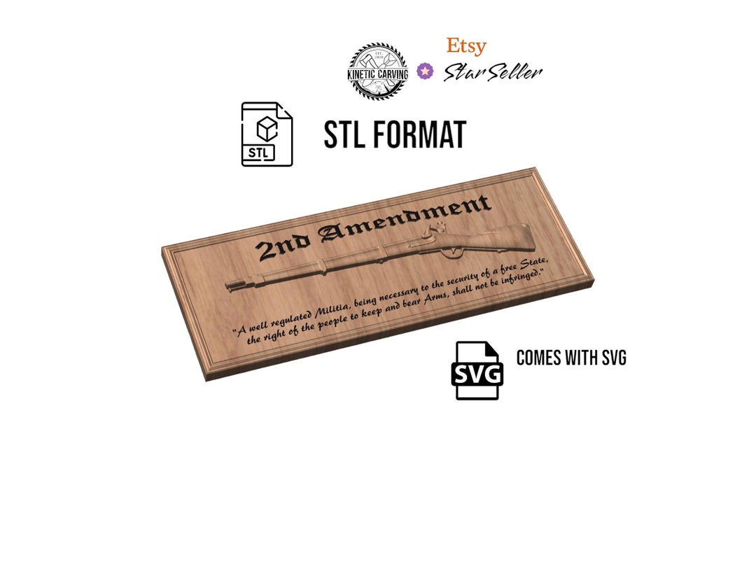 2nd Amendment 3D Rifle Banner SVG File for Woodworking, CNC, Printing ...