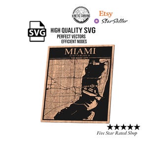 Miami, Florida City Map SVG File for Woodworking, CNC, Printing and ...