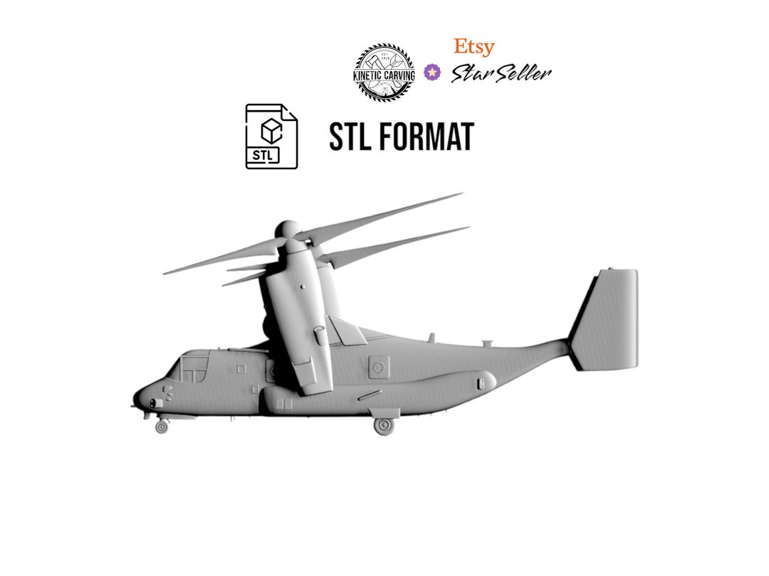 V-22 Osprey Aircraft STL | 3D CNC Carving File, Wood Relief Art, 3D ...