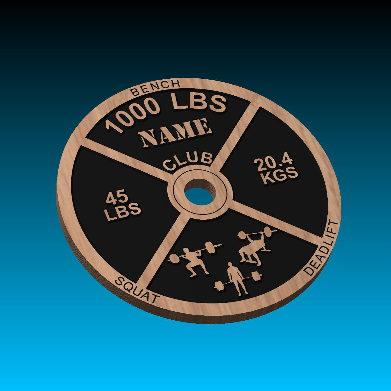 1000 Pound Club Weight Plate, Gym, Exercise SVG File for Woodworking ...