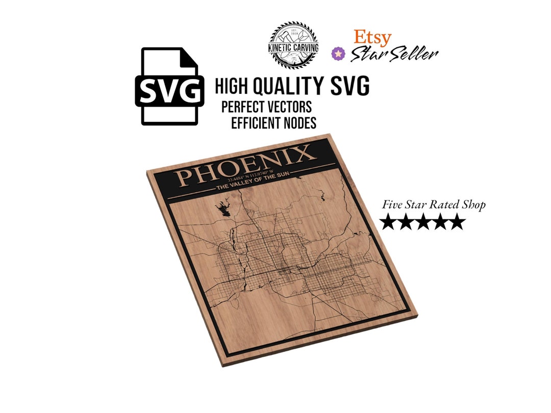 Phoenix, Arizona City Map SVG File for Woodworking, CNC, Printing and ...