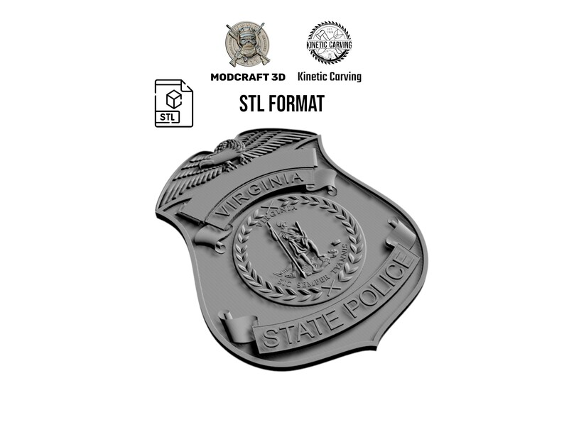 Virginia State Police Badge STL | 3D CNC Carving File, Wood Relief Art ...