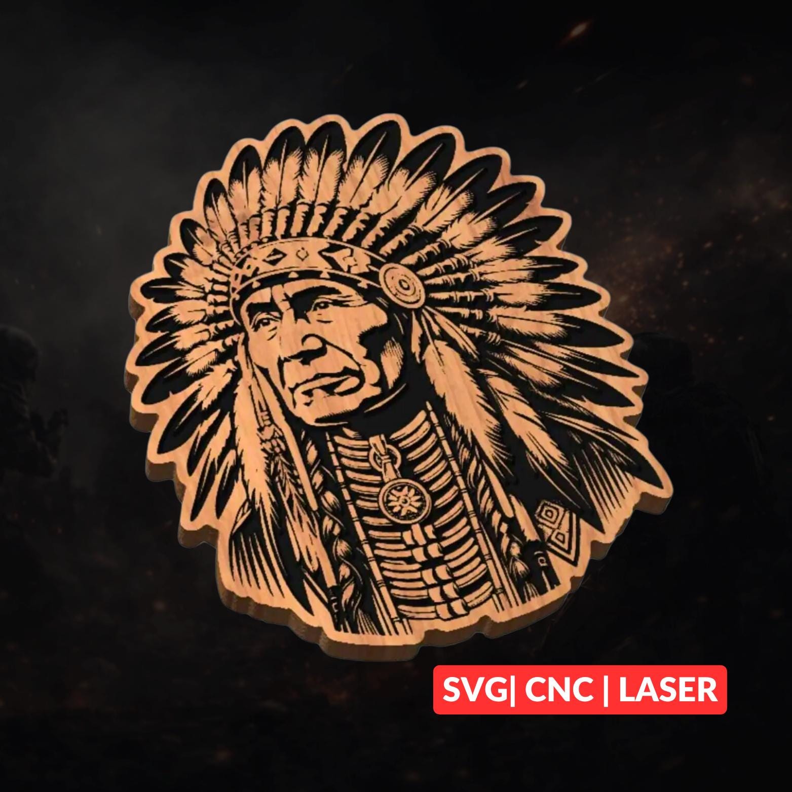 Native American Chief SVG | CNC Laser Cut File, Wood Wall Art ...