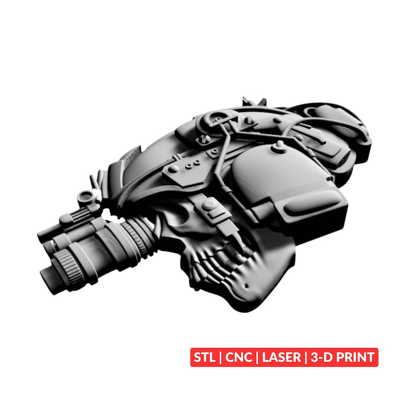 Tactical Skull STL | 3D CNC Carving File, Wood Relief Art, 3D Printing ...