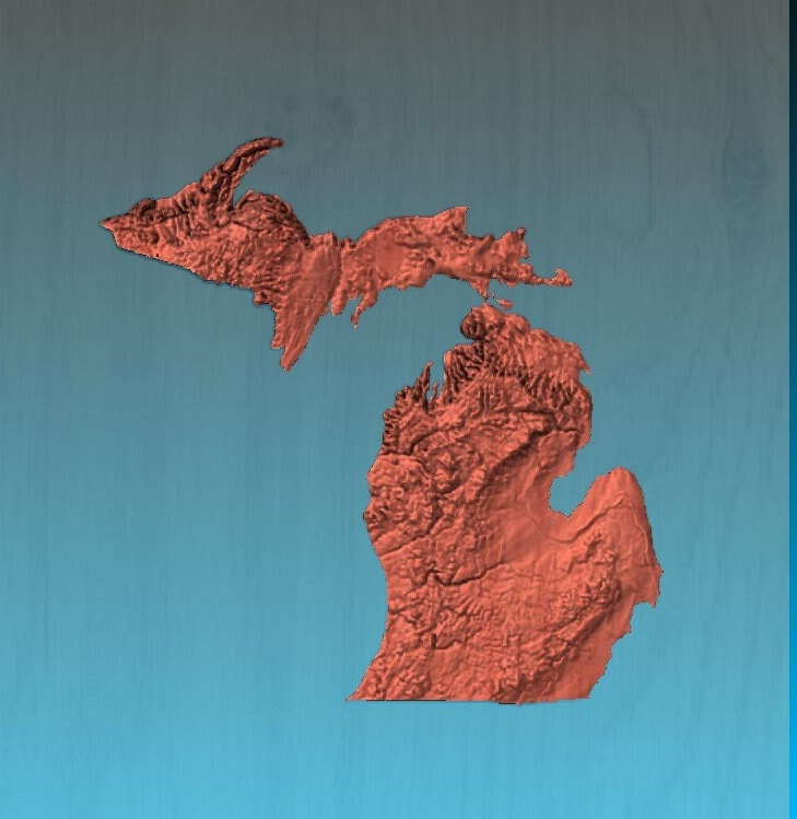 3D STL Model of Michigan, USA for 3D Printing, CNC Woodworking - Etsy