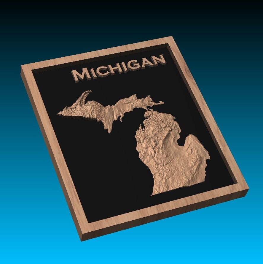 3D STL Model of Michigan, USA for 3D Printing, CNC Woodworking - Etsy