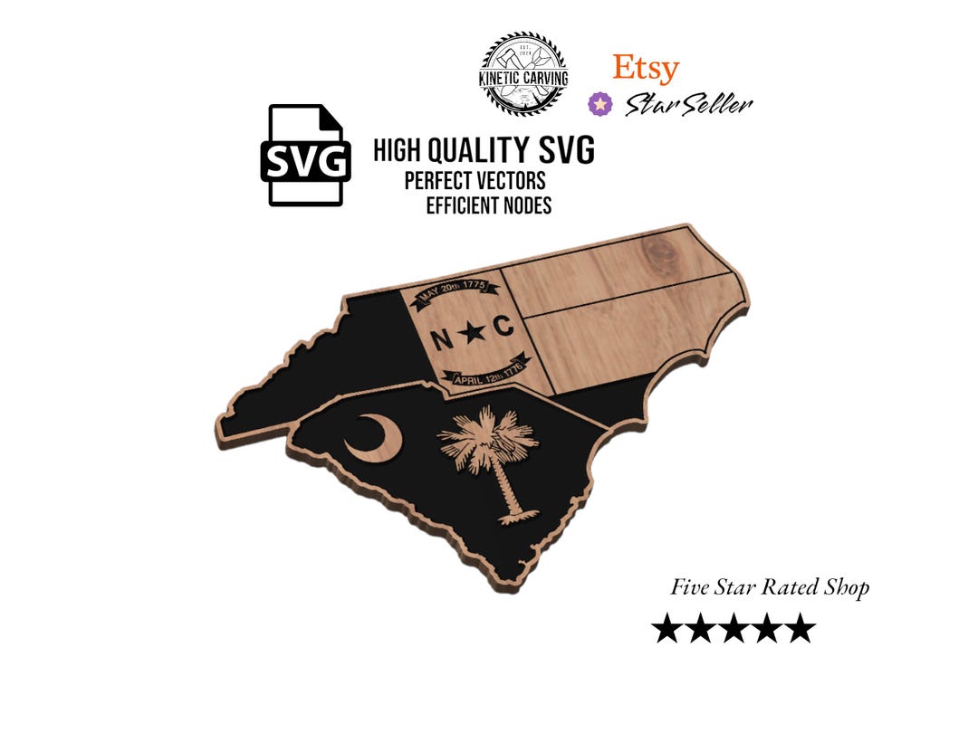 North & South Carolina State Flag SVG File for Woodworking, CNC ...