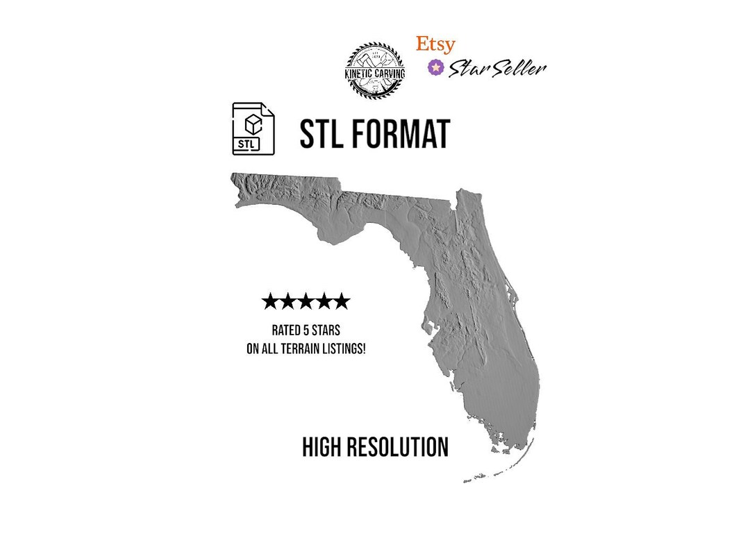 3D STL Model of Florida, USA for 3D Printing, CNC Woodworking - Etsy