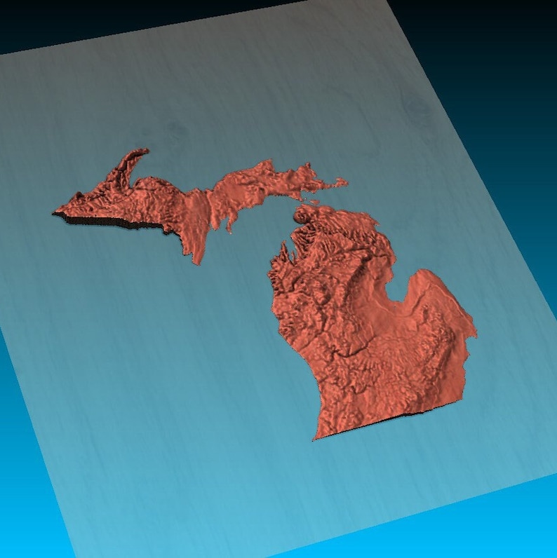 3D STL Model of Michigan, USA for 3D Printing, CNC Woodworking - Etsy