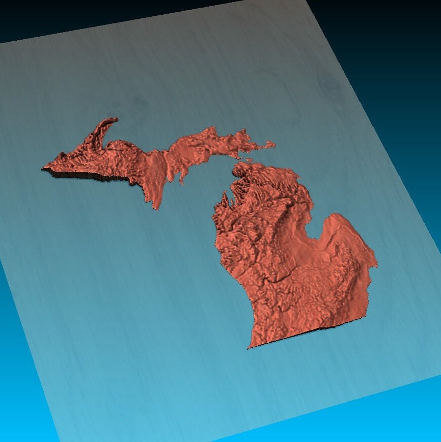 3D STL Model of Michigan, USA for 3D Printing, CNC Woodworking - Etsy