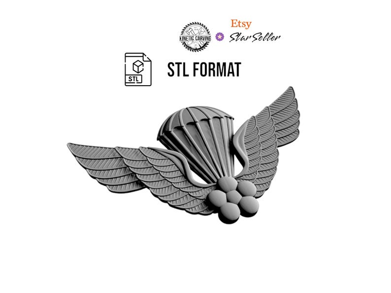 South Korean Military Jump Wings 3D STL | 3D CNC Carving File, Wood ...