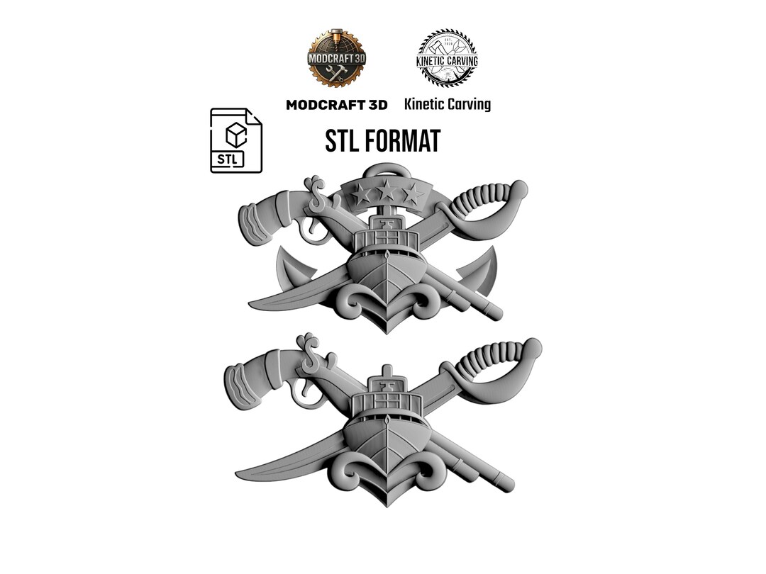 Navy SWCC Badge STL | Maritime Combat Insignia for CNC Carving & 3D ...