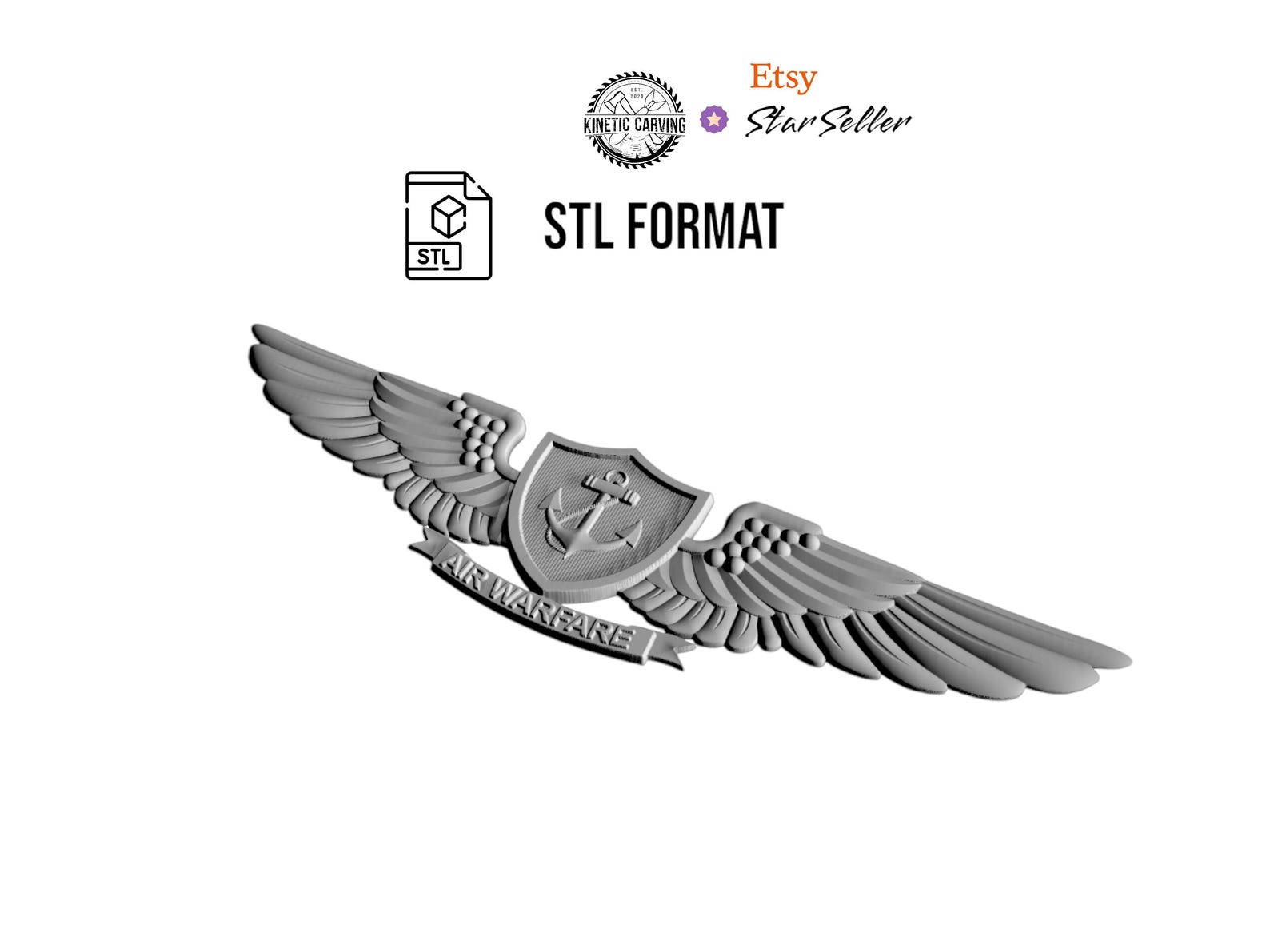 U.S. Navy Aviation Warfare Badge 3D STL | 3D CNC Carving File, Wood ...