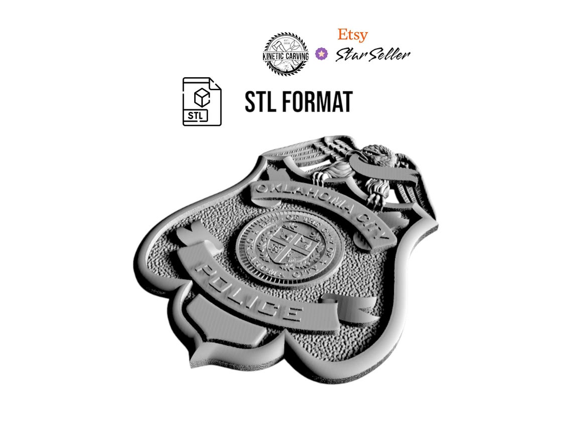 Oklahoma City Police Badge STL | 3D CNC Carving File, Wood Relief Art ...