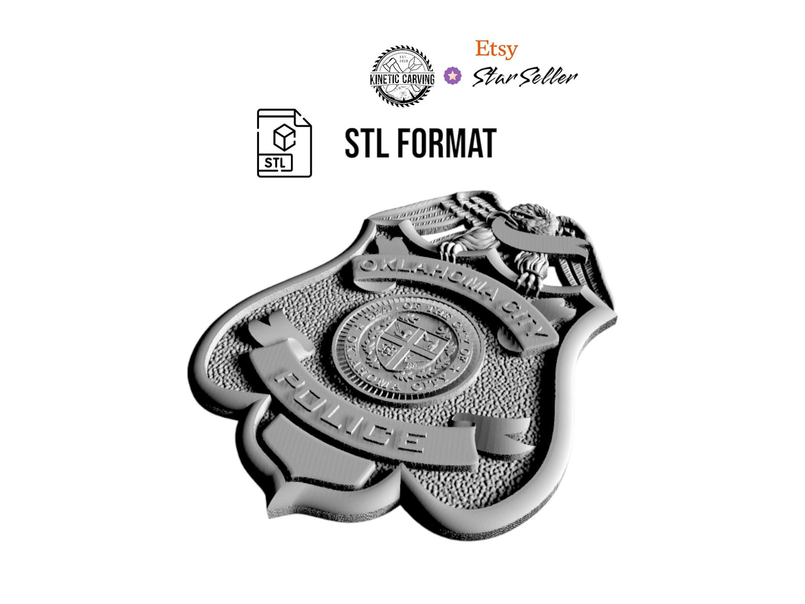 Oklahoma City Police Badge STL | 3D CNC Carving File, Wood Relief Art ...