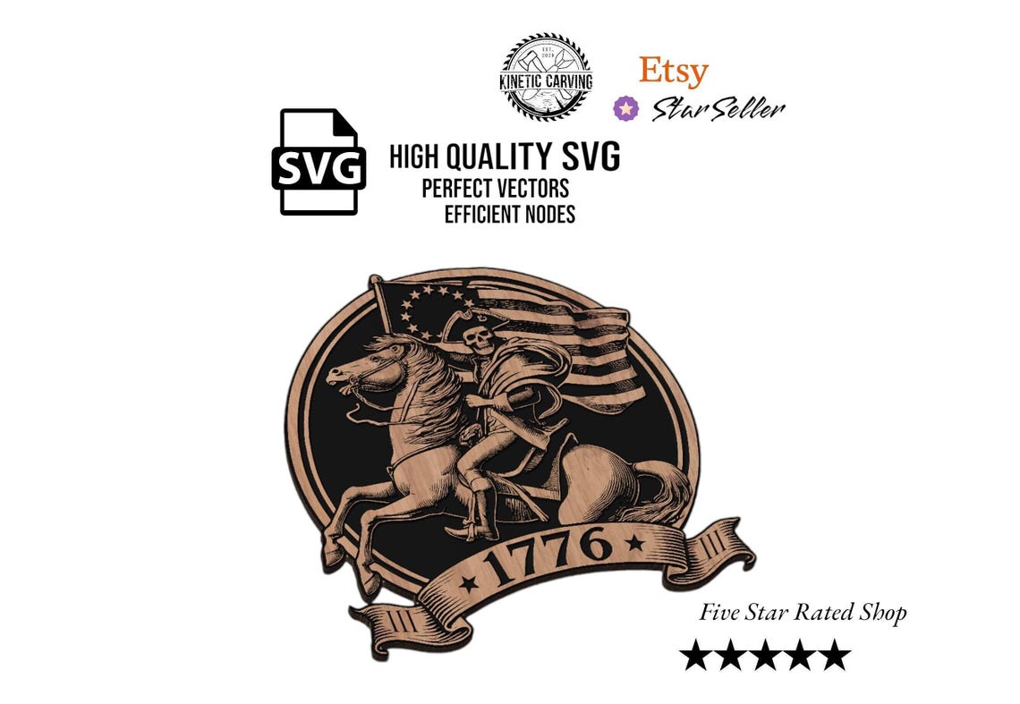 1776 Patriot SVG | CNC Laser Cut File, Wood Wall Art, Glowforge ...