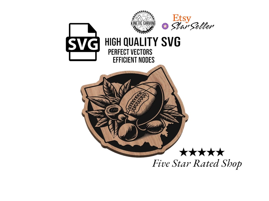 Ohio Football SVG: Buckeye State Outline for CNC, Woodworking, Printing ...