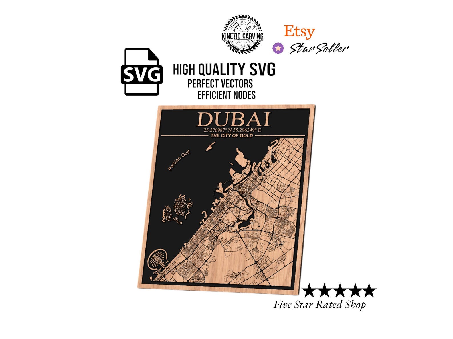 Dubai, UAE City Map SVG | CNC Laser Cut File, Wood Wall Art, Glowforge ...