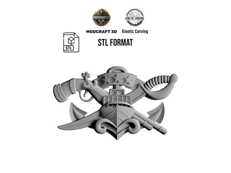 Navy SWCC Badge STL | Maritime Combat Insignia for CNC Carving & 3D ...