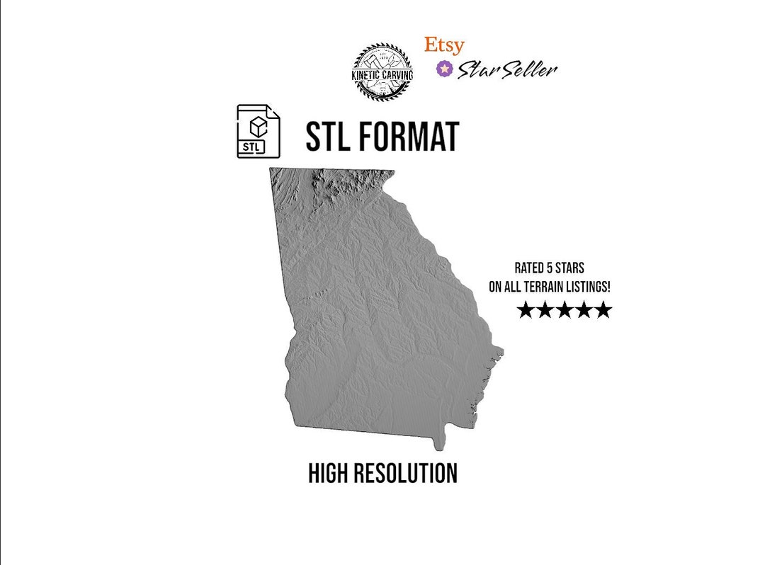 3D STL Model of Georgia, USA for 3D Printing, CNC Woodworking - Etsy