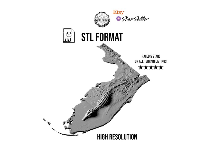 Florida Terrain STL | 3D CNC Carving File, Wood Relief Art, 3D Printing ...
