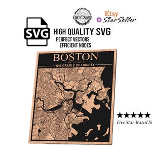Boston, Massachusetts City Map SVG File for Woodworking, CNC, Printing ...