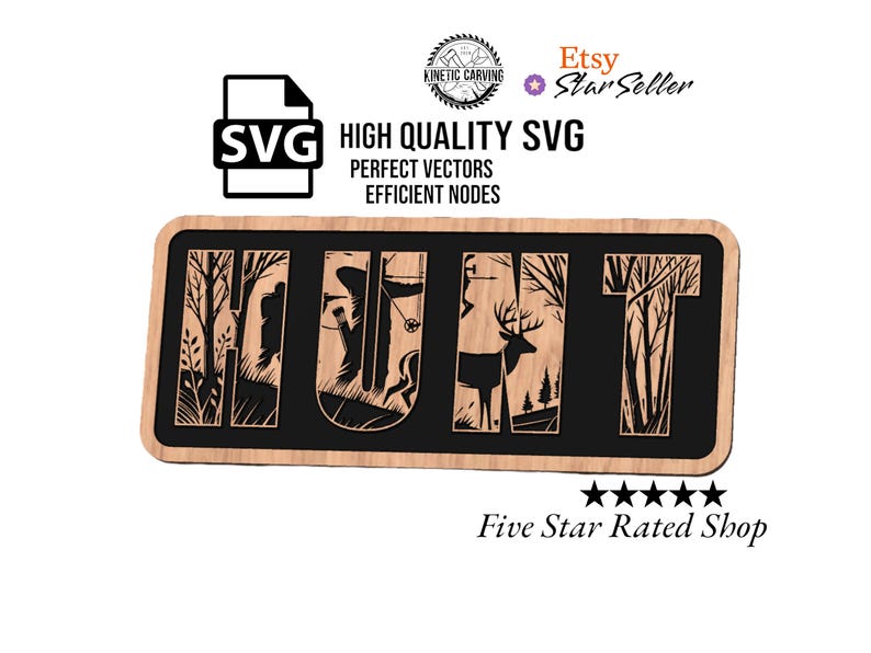 HUNT Sign SVG File for Woodworking, CNC, Printing and Lasering (digital ...