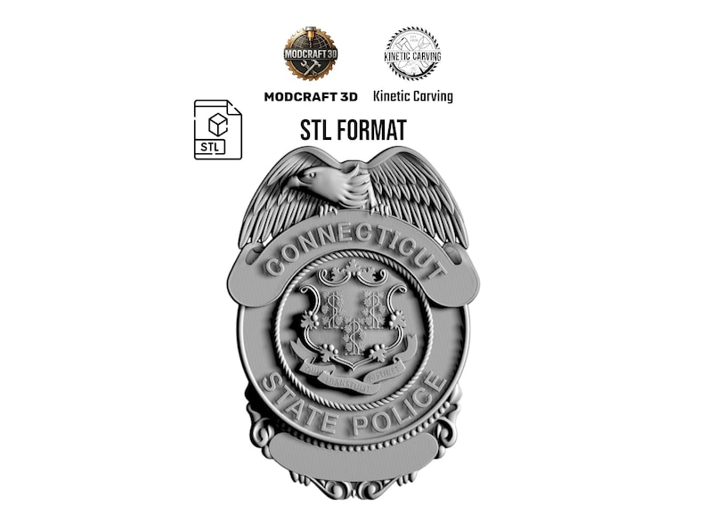 Connecticut State Police Badge STL File – 3D Model for CNC & Printing ...