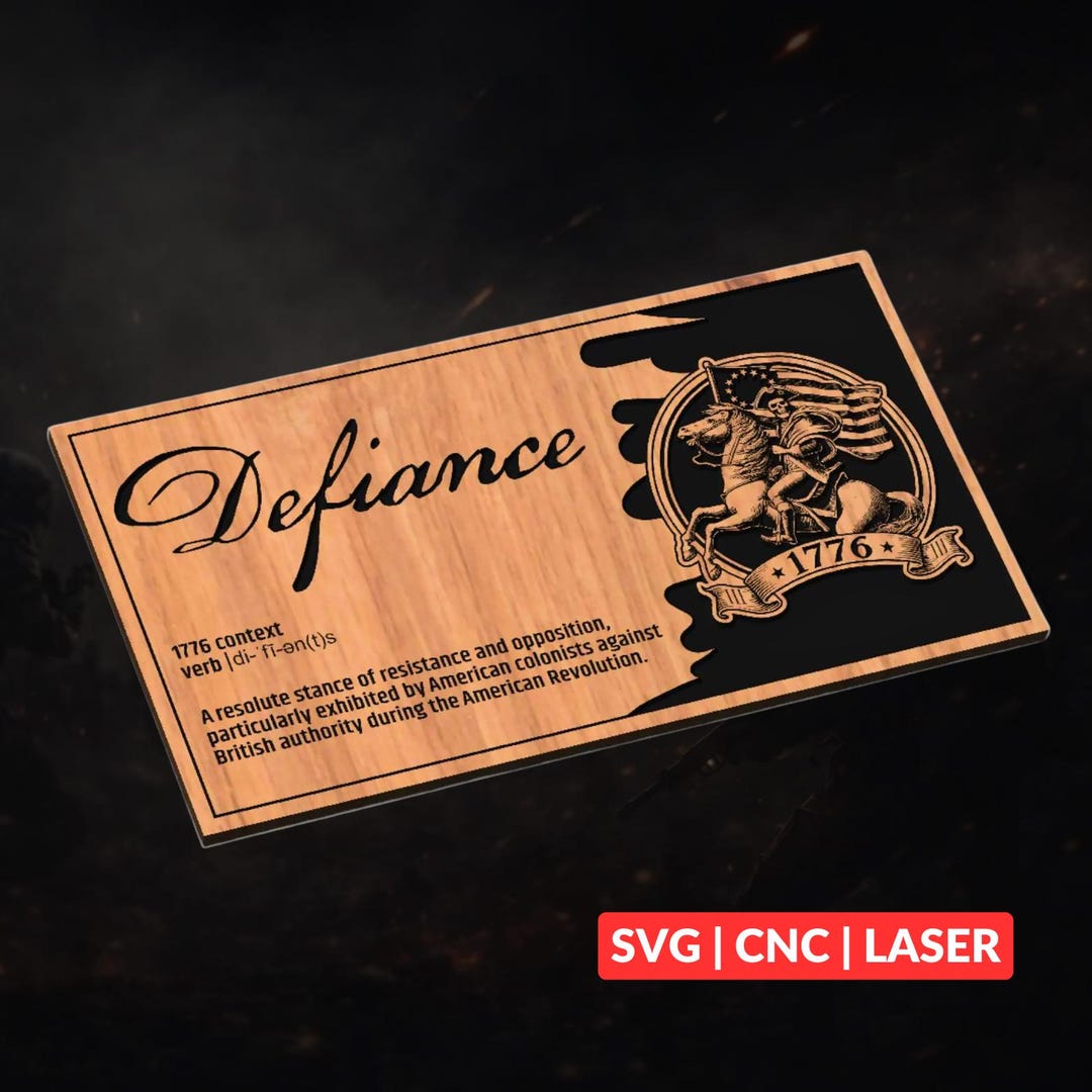 Defiance Flag Patriot Design SVG | CNC Laser Cut File, Wood Wall Art ...