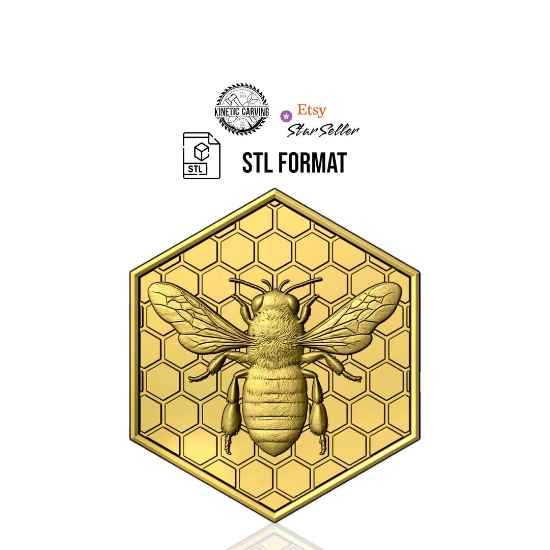 Honey Bee With Honeycomb STL File | CNC and 3D Carving Design (digital ...