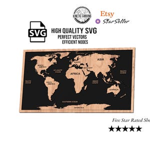 World Map SVG File for Woodworking, CNC, Printing and Lasering - Etsy