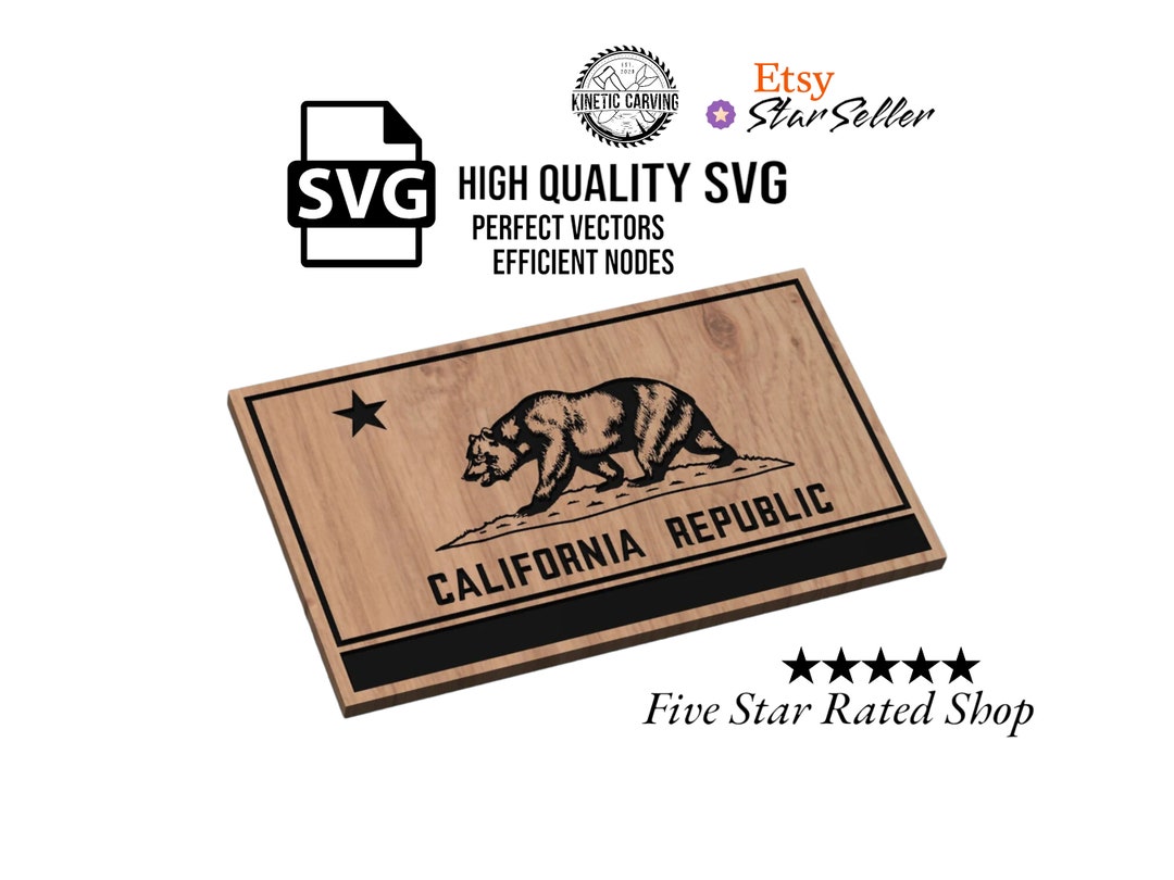 California Bear State Flag SVG File for CNC, Woodworking, Printing ...