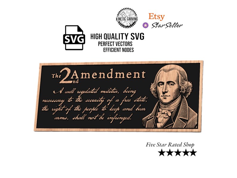 2nd Amendment James Madison SVG | CNC Laser Cut File, Wood Wall Art ...
